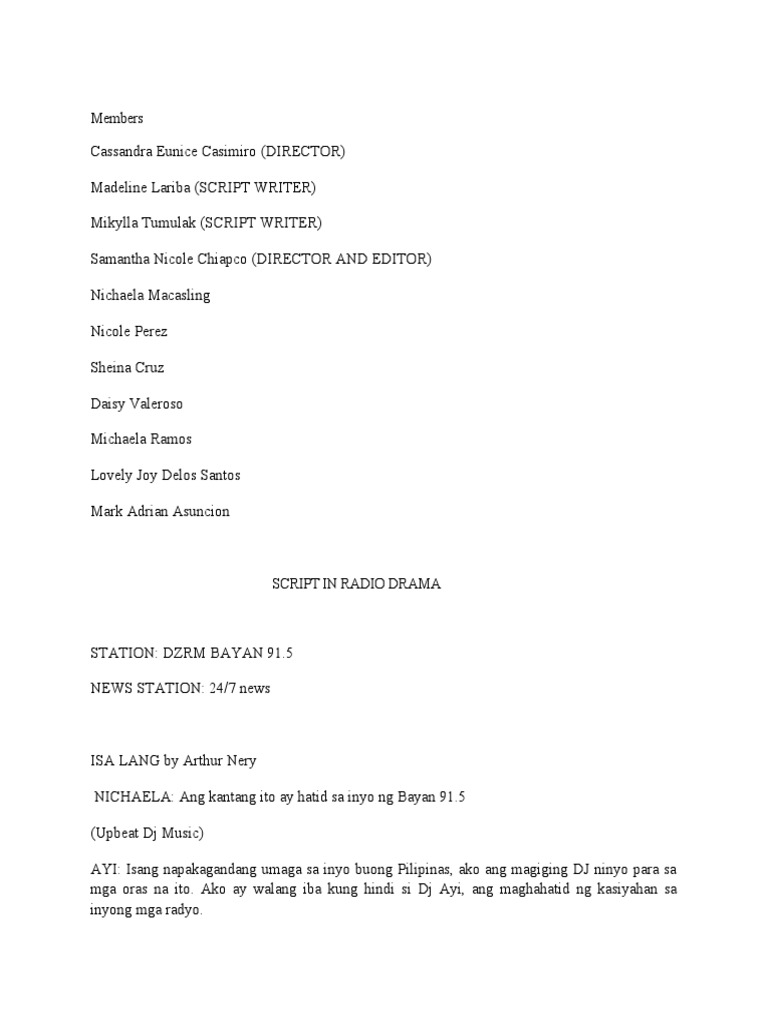 Script in Radio Drama | PDF