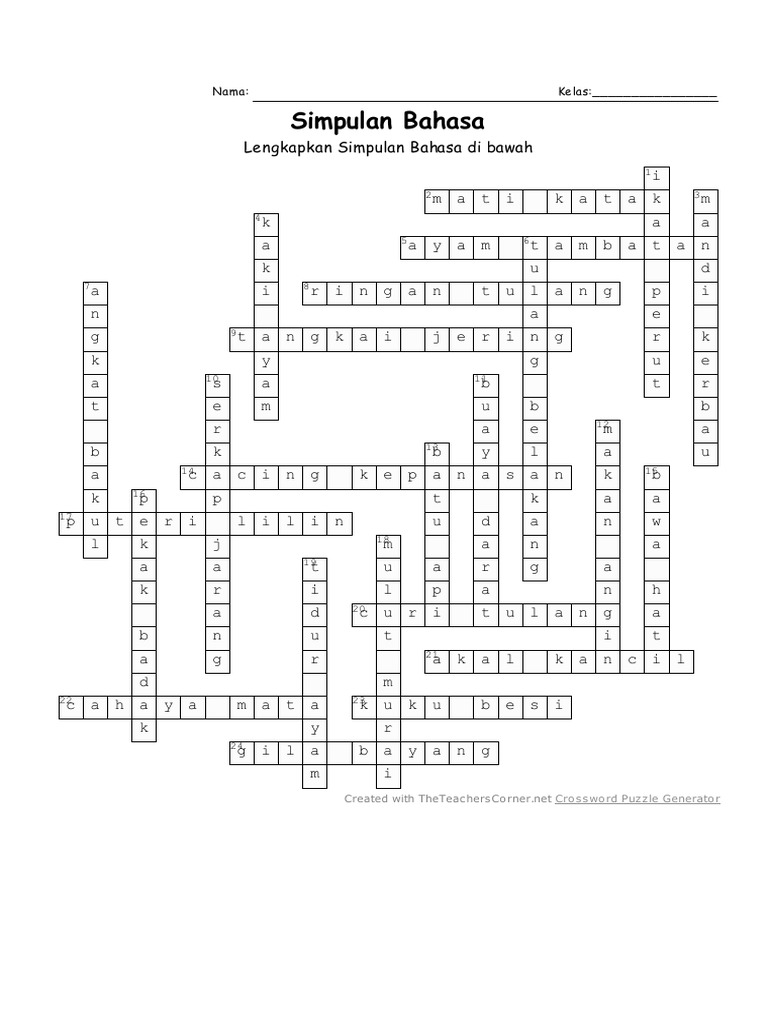 SILANG KATA-Simpulan Bahasa - JAWAPAN | PDF