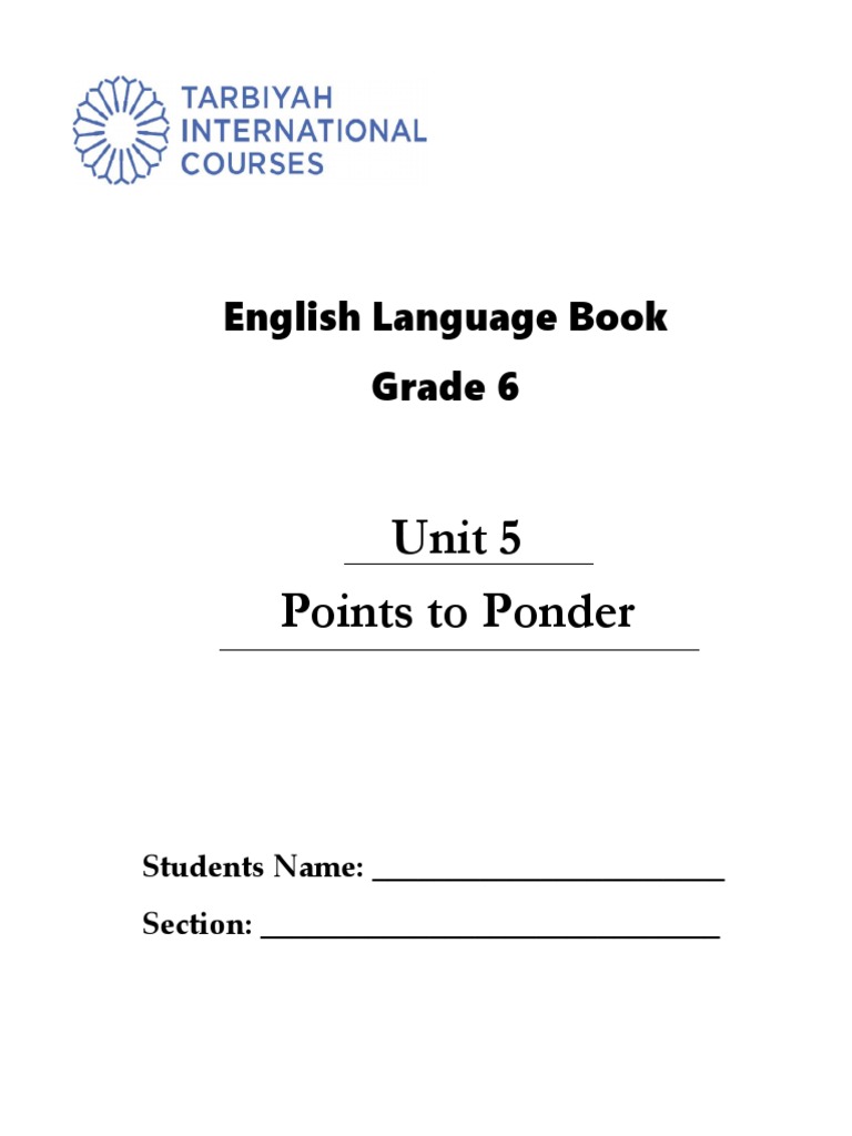 Final - Grade 6 - Unit 5 - Points To Ponder | PDF | Adverb | Little Women