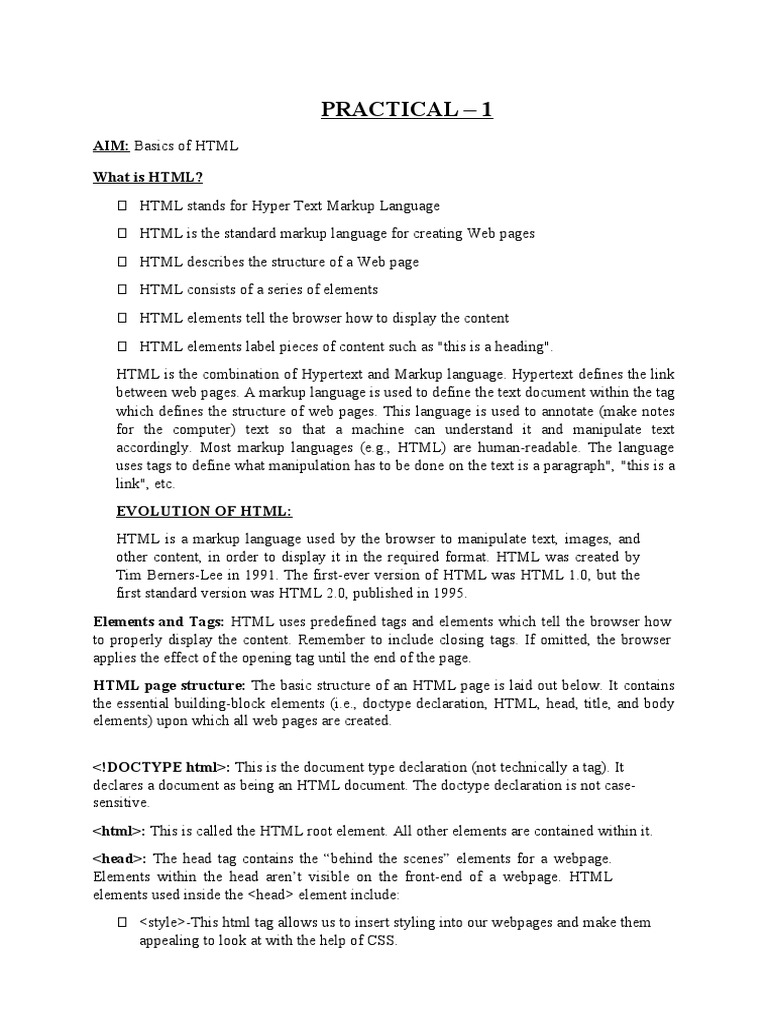 Vineet Garg CNI Lab File | Download Free PDF | Html | Html Element