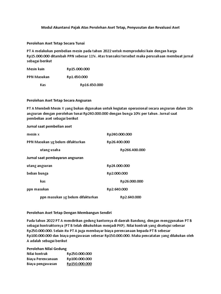 Modul Akuntansi Pajak Aset Tetap | PDF