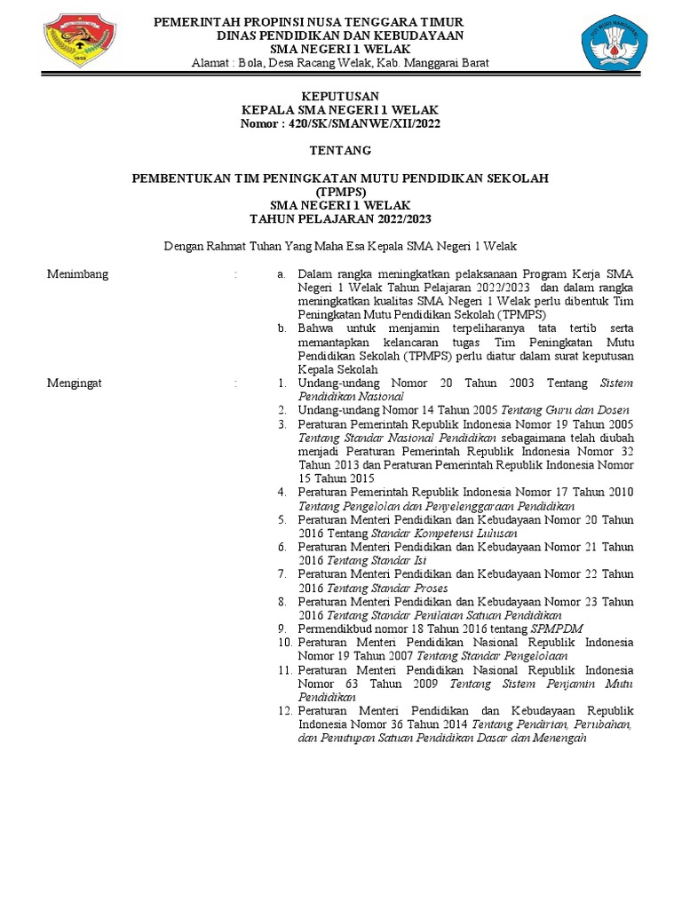 SK TPS Sman 1 Welak 2023 | PDF