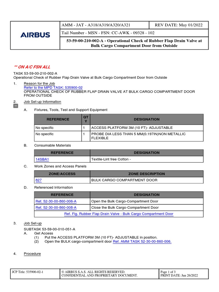 53-59-00-210-002-A - Operational Check of Rubber Flap Drain Valve at ...