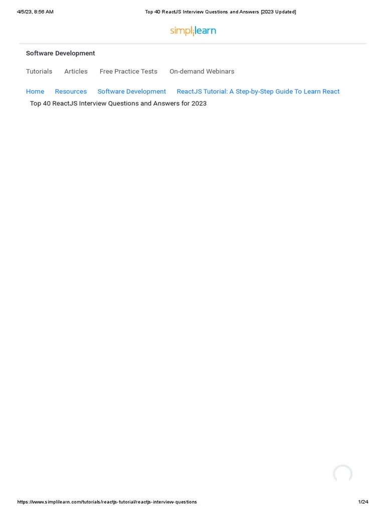 Top 40 Reactjs Interview Questions And Answers 2023 Updated Pdf Document Object Model