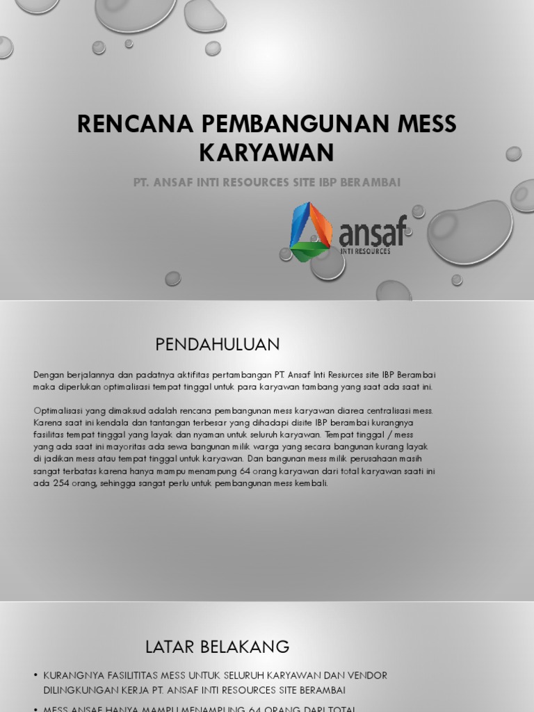 Rencana Pembangunan Mess Karyawan Tambang | PDF