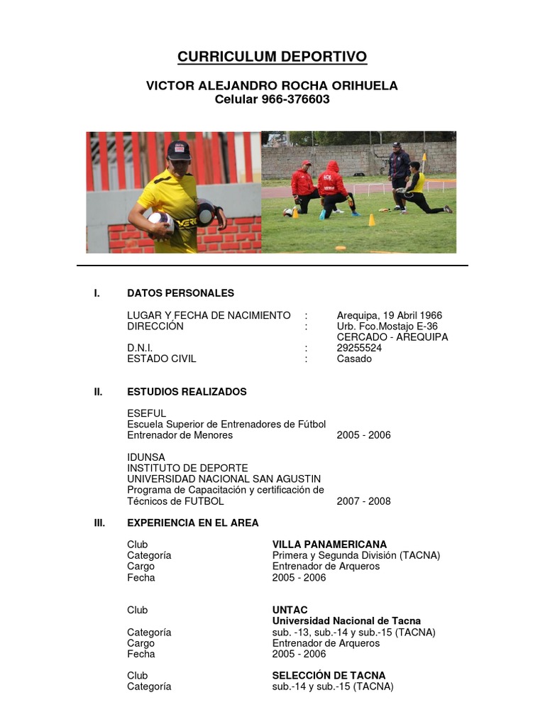 CV Deportivo Victor Rocha | PDF | Asociación de competiciones de fútbol ...