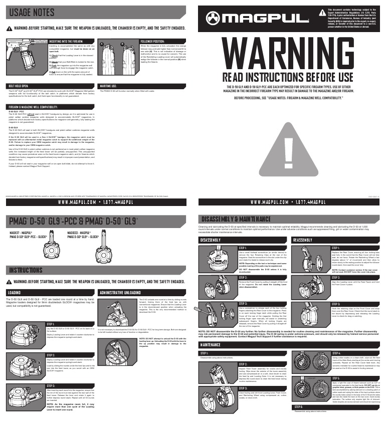 Mag1033 Pmag D-50 GL9 Insrt | PDF | Magazine (Firearms) | Firearms