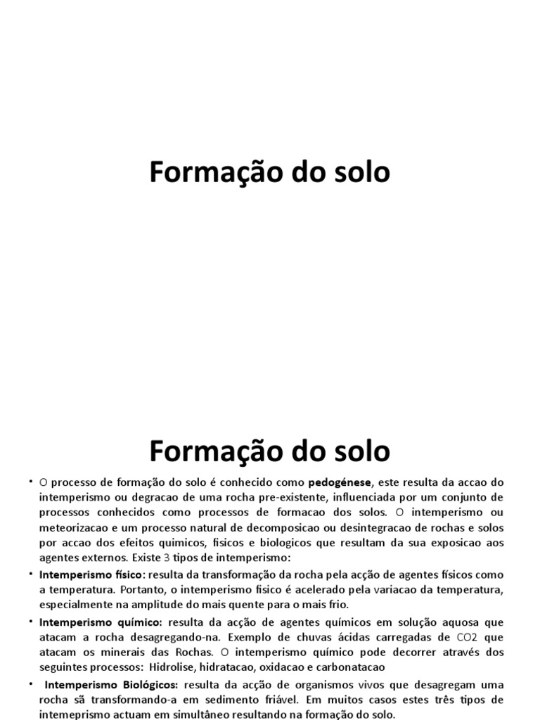 Formacao Do Solo. Tema2 Pedologia | PDF | Solo | Intemperismo