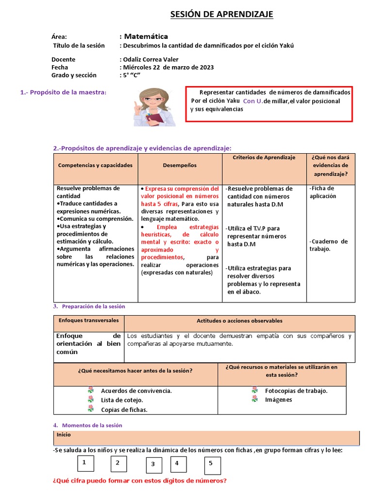 Sesión de Aprendizaje:: Matemática | PDF | Aprendizaje | Cognición