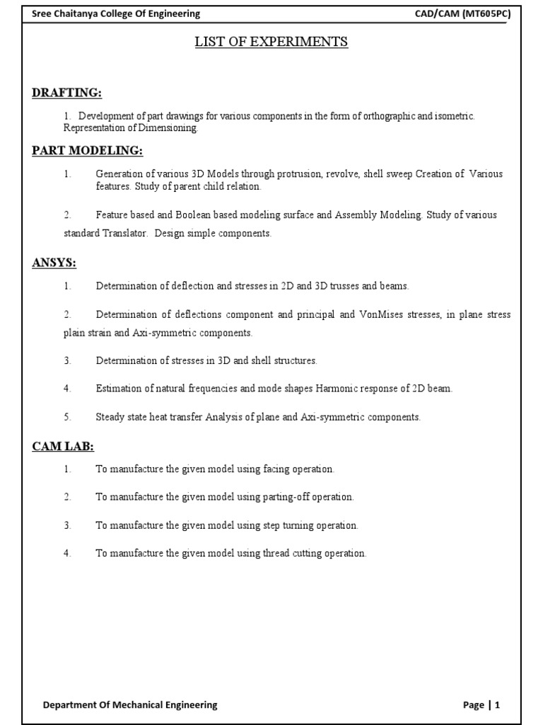 Cadcam Lab Manual 2 | PDF | Computer Aided Design | Computing
