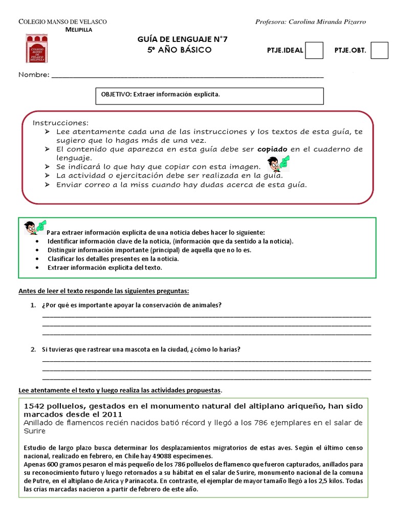 5° Básico Guía Noticia +act. | PDF