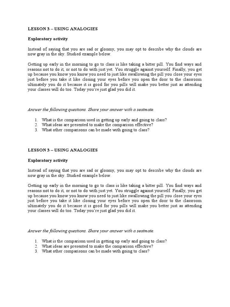 Creative Writing - Analogies | PDF