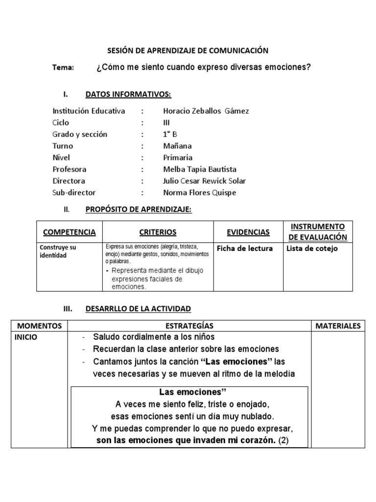 Expresando Emociones en 1° B | PDF | Las emociones | Conceptos psicologicos