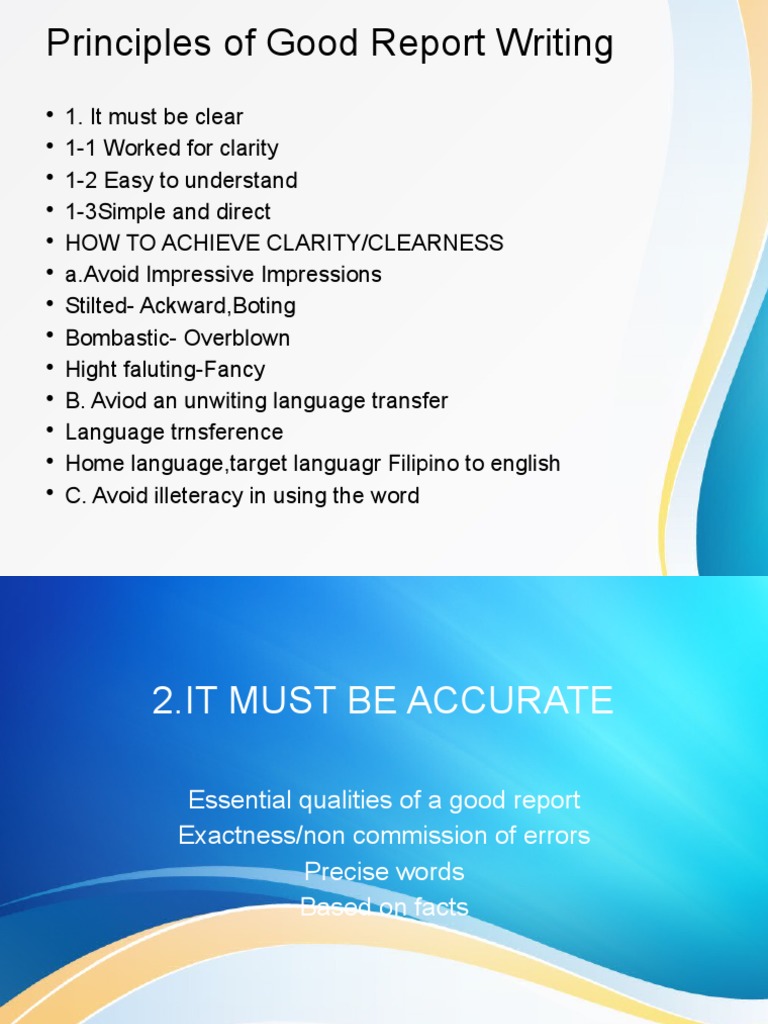 Principles of Good Report Writing | PDF | Linguistics | Human Communication