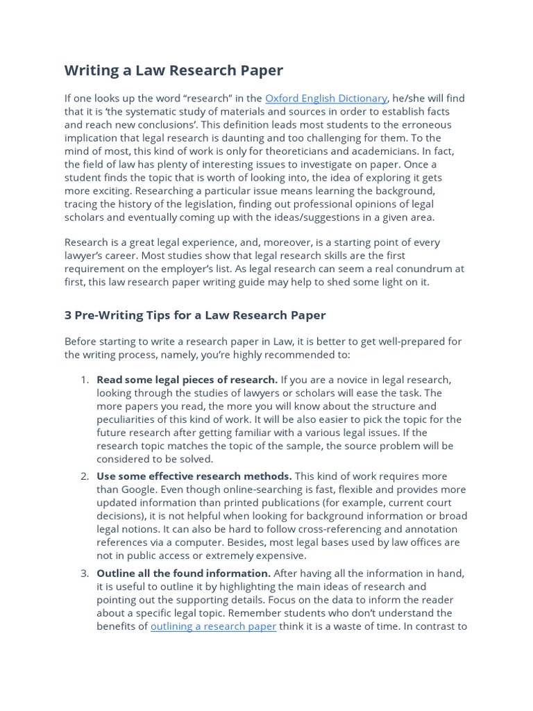 Writing A Law Research Paper | PDF | Academic Publishing | Argument