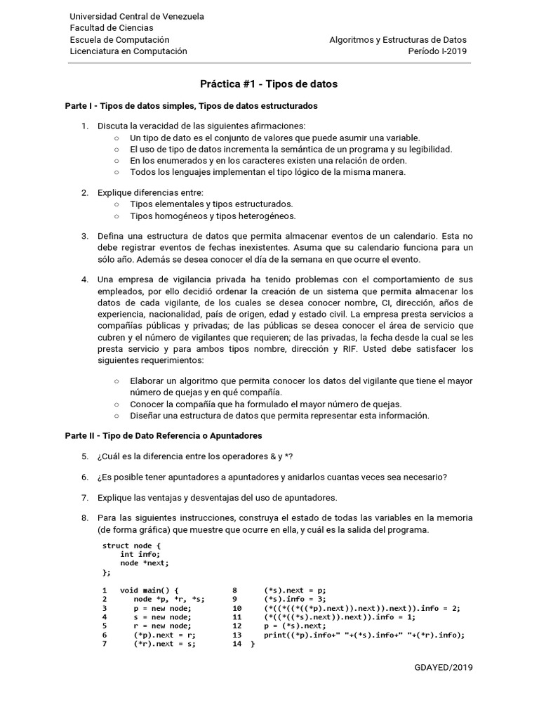 Practica 1 Tipos De Datos Pdf Tipo De Datos Lenguaje De Programación