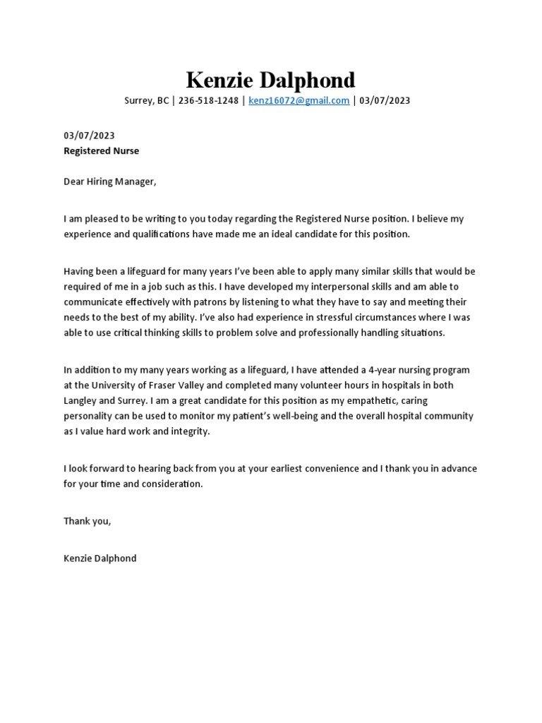 Cover Letter - School | PDF