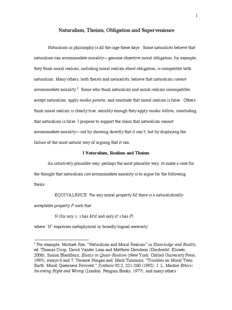 Naturalism, Theism and Moral Obligation | PDF | Metaphysical Naturalism ...