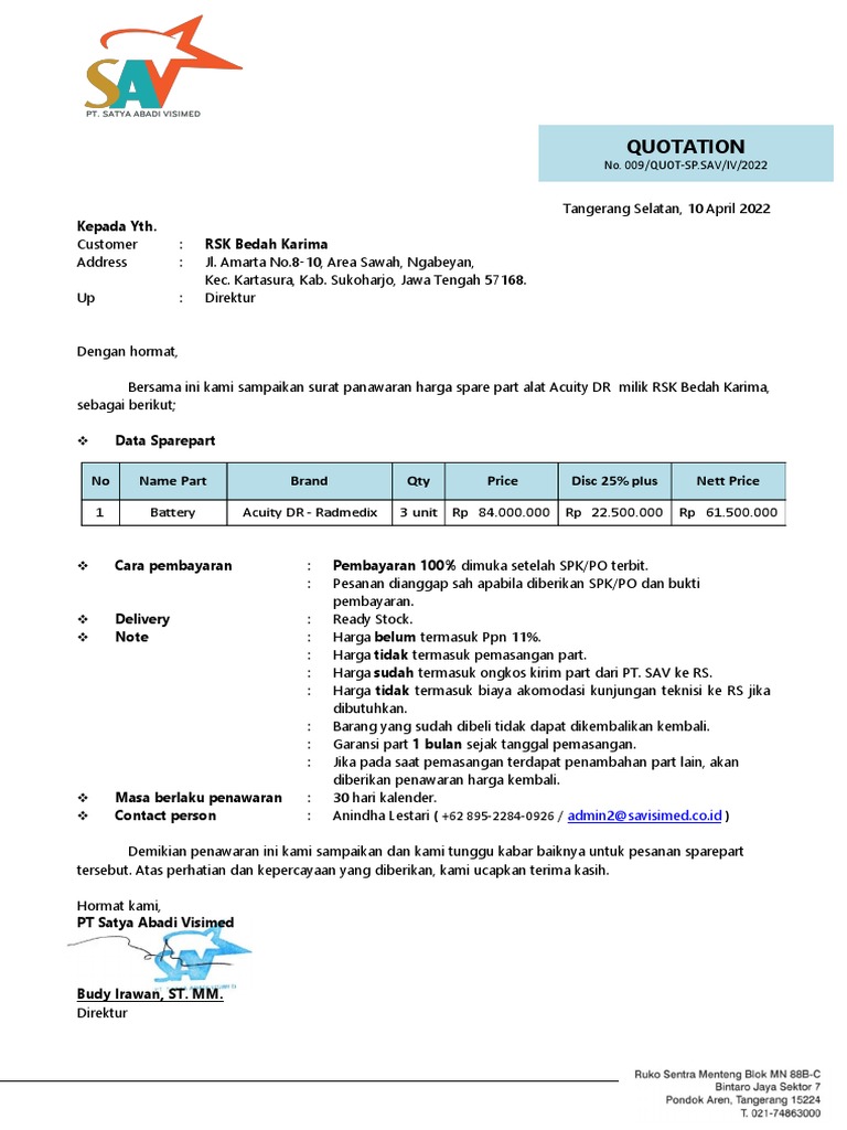 Update Quotation Part RSK Karima (3 Unit) | PDF