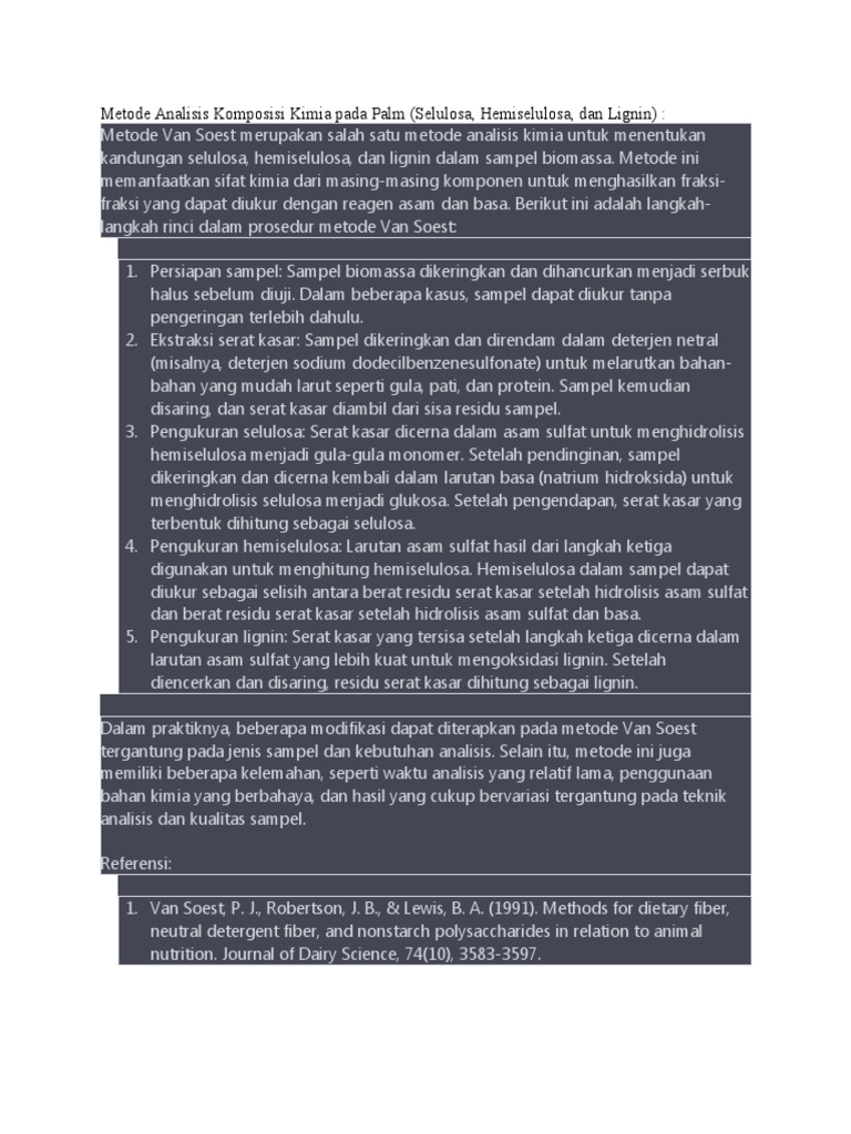 Metode Analisis Komposisi Kimia pada Palm | PDF
