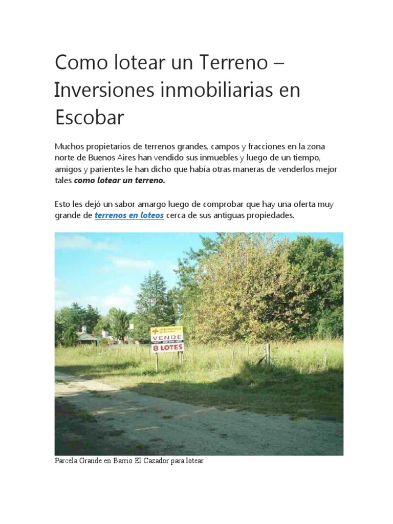 Como Lotear Un Terreno | PDF | Bienes raíces