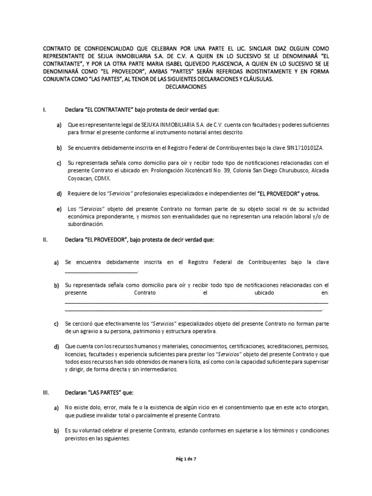 Contrato CONFIDENCIALIDAD HUMBOLDT (1) | PDF | Privacidad | Propiedad intelectual