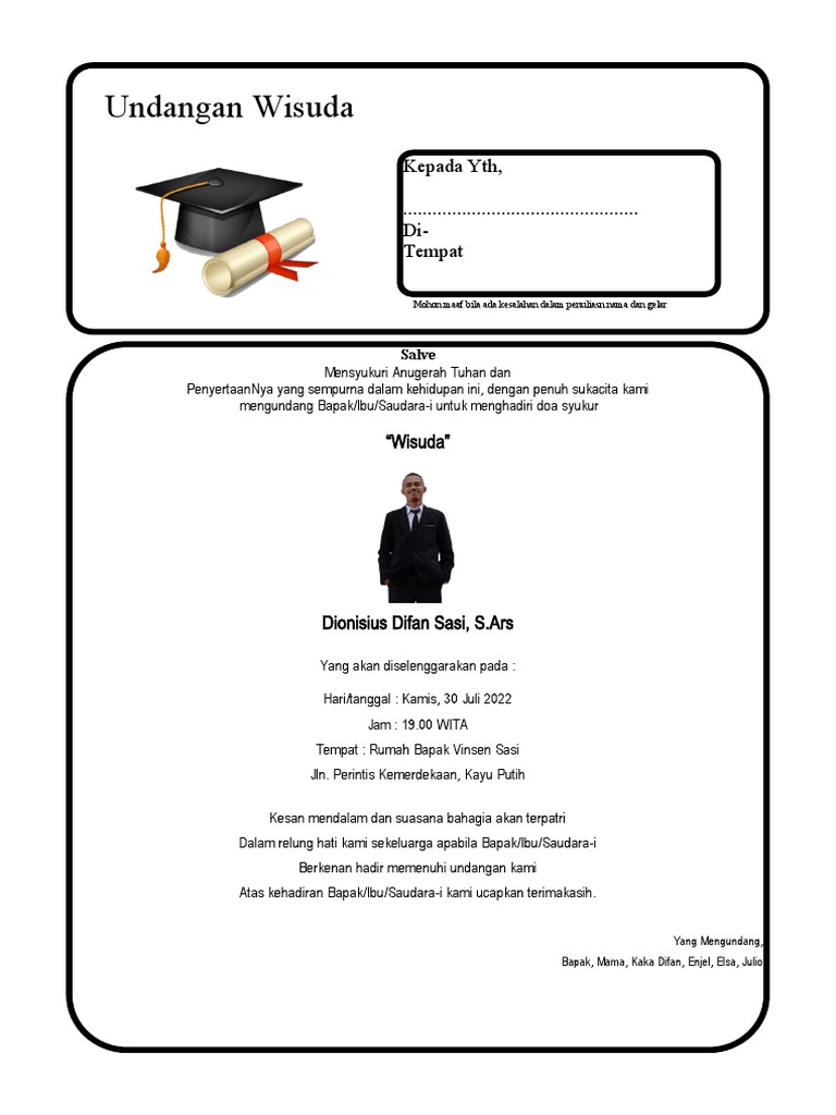 Undangan Doa Syukur Wisuda | PDF