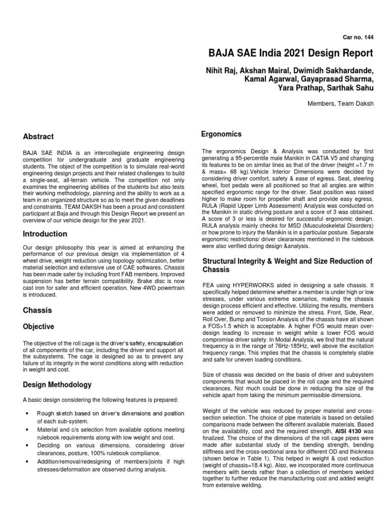 144 TeamDaksh DesignReport | PDF | Steering | Gear