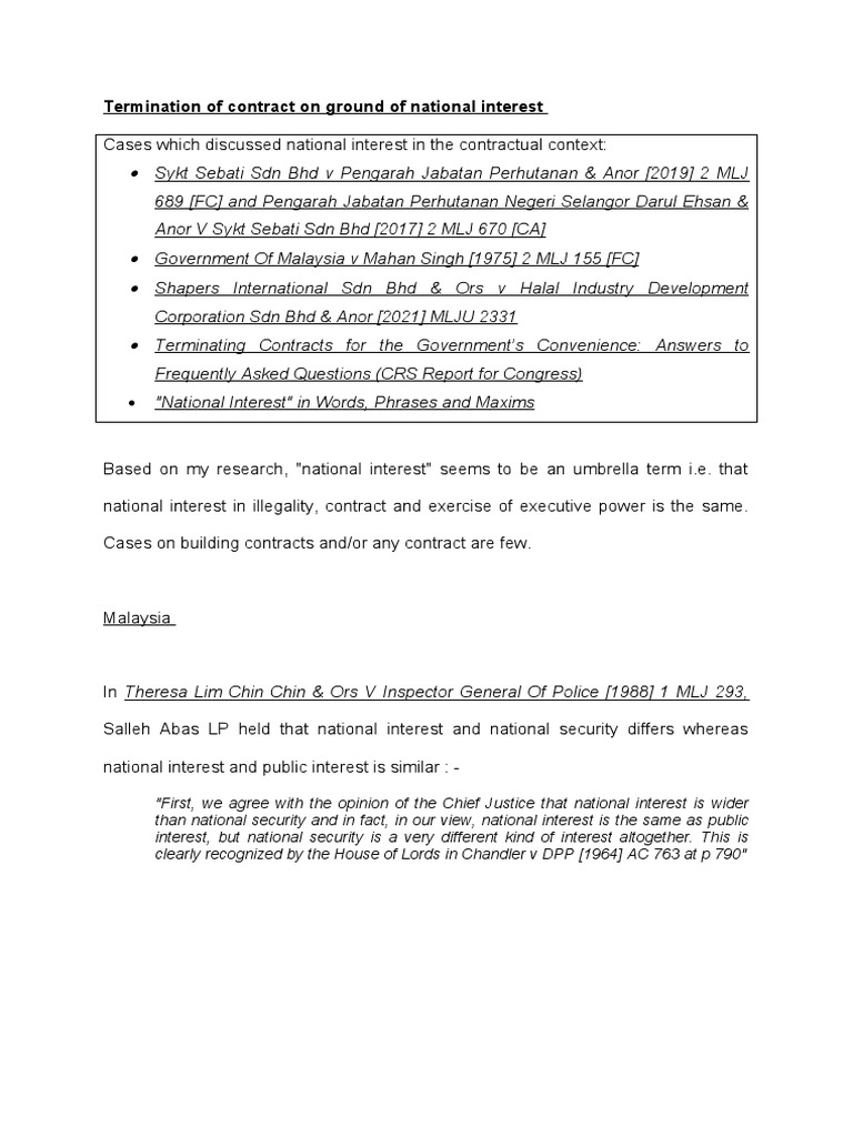 National Interest in Contract Termination | PDF | Governance | Justice