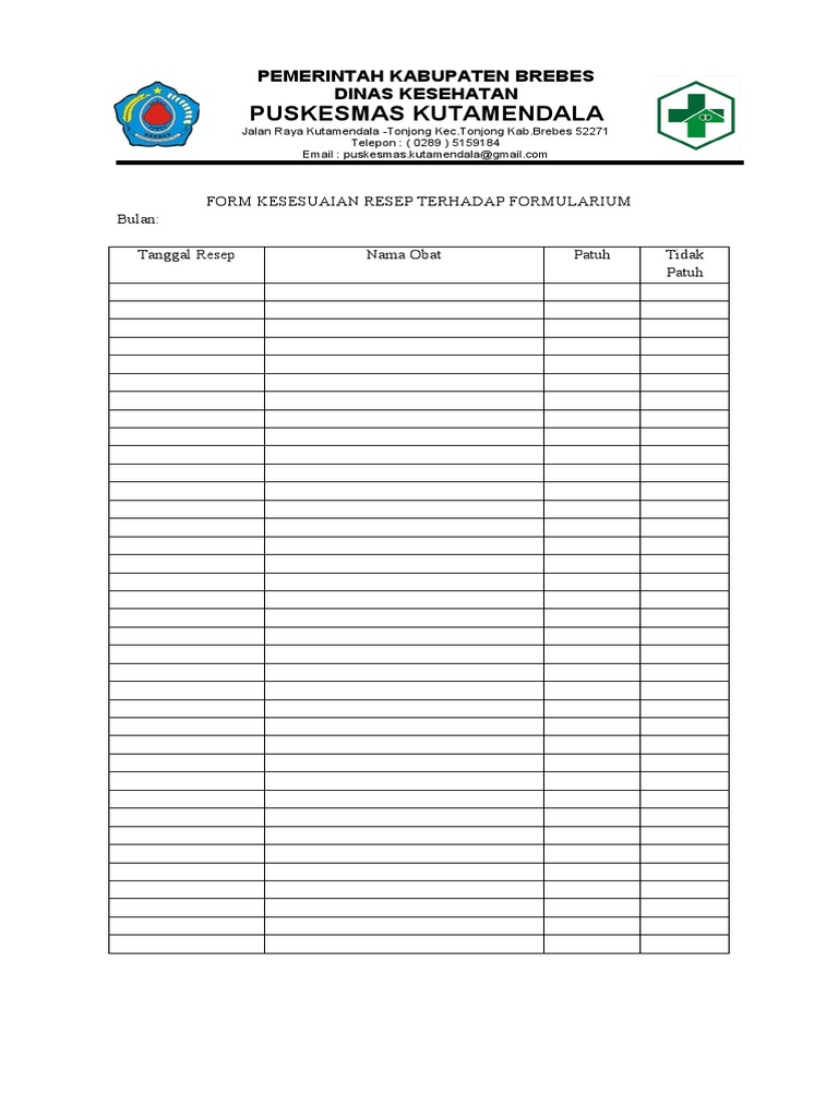 Form Evaluasi Kesesuaian Resep Terhadap Formularium | PDF