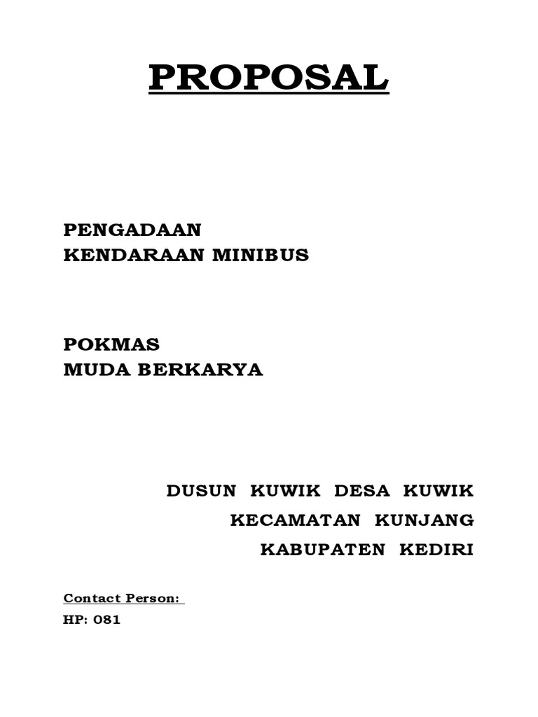 Proposal Pengadaan Minibus POKMAS Kediri | PDF