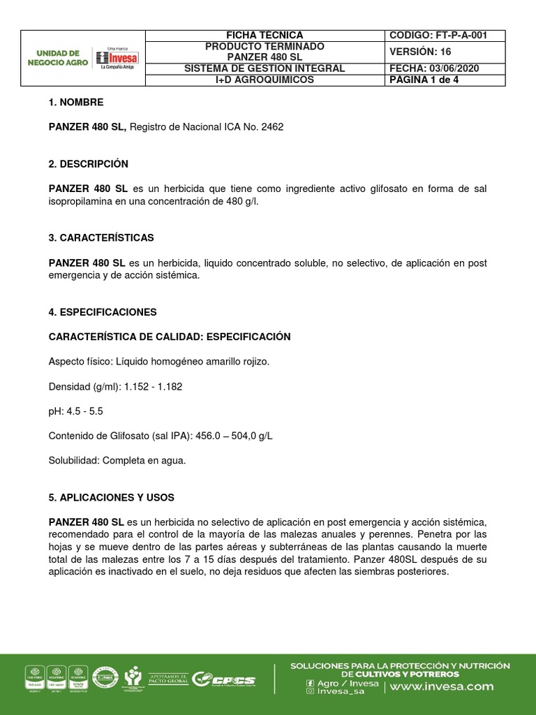FT Panzer 480 | PDF | Pesticida | Herbicida