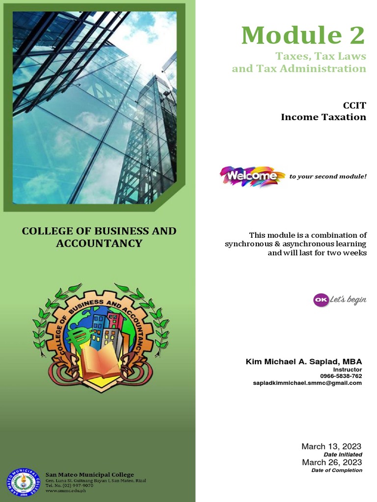 Module 2: Taxes, Tax Laws, and Tax Administration | PDF | Taxes | Indirect Tax