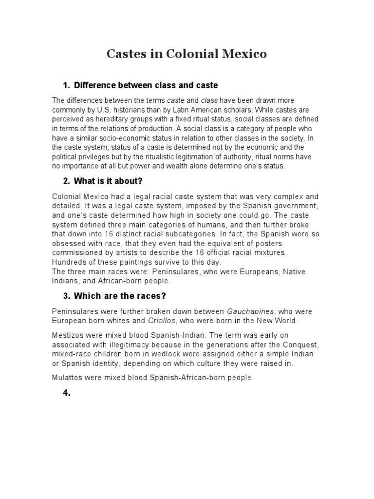Castes in Mexico | PDF | Caste | Latin America