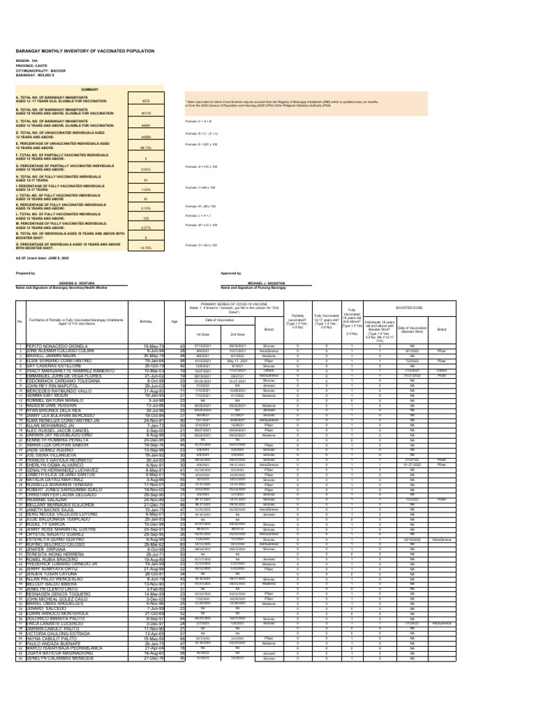 Inventory-Form - Vaccinated-Population - DILG-MC-Addendum - JUNE | PDF ...