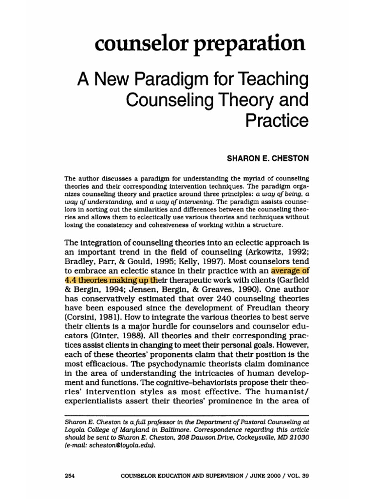 New Paradigm in Counseling Theory | PDF | Psychotherapy | Rational ...