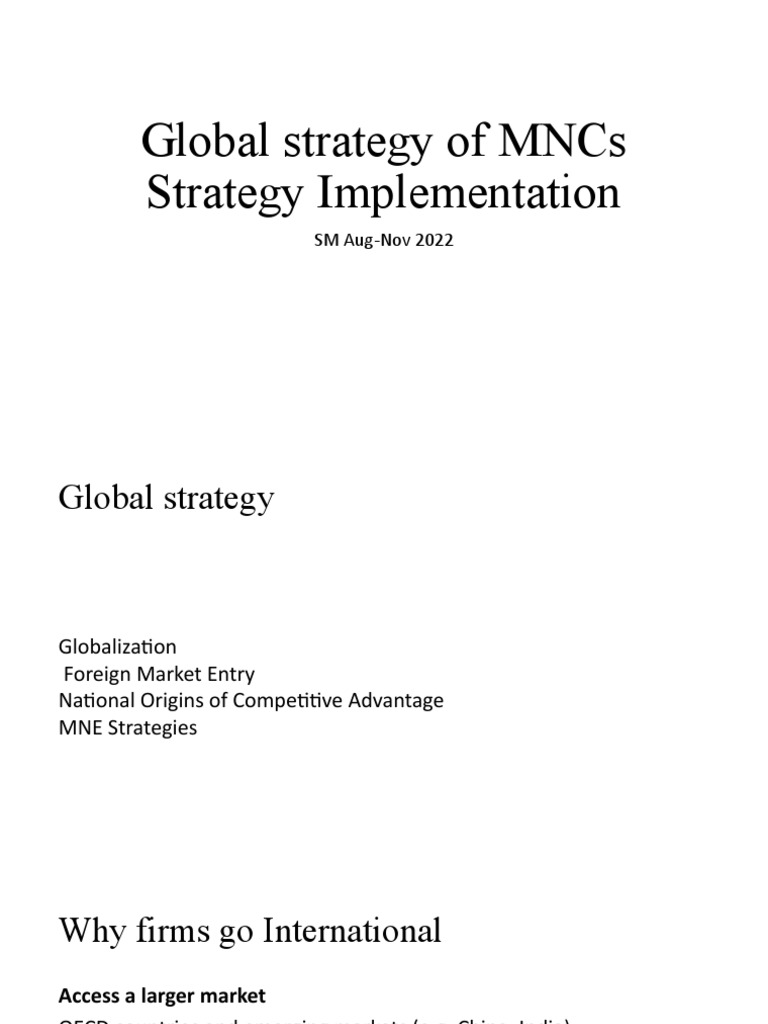 MNC Strategy, Strategy Implementation | PDF | Strategic Management | Organizational Structure