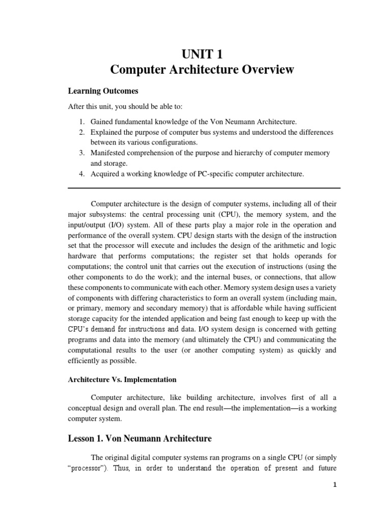 UNIT 1 PC Hardware and Installation | PDF | Computer Data Storage | Central Processing Unit