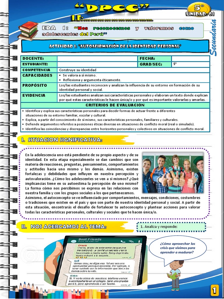 5° DPCC - Actv.01-Exp.1 2023 | Descargar gratis PDF | Comportamiento | Moralidad