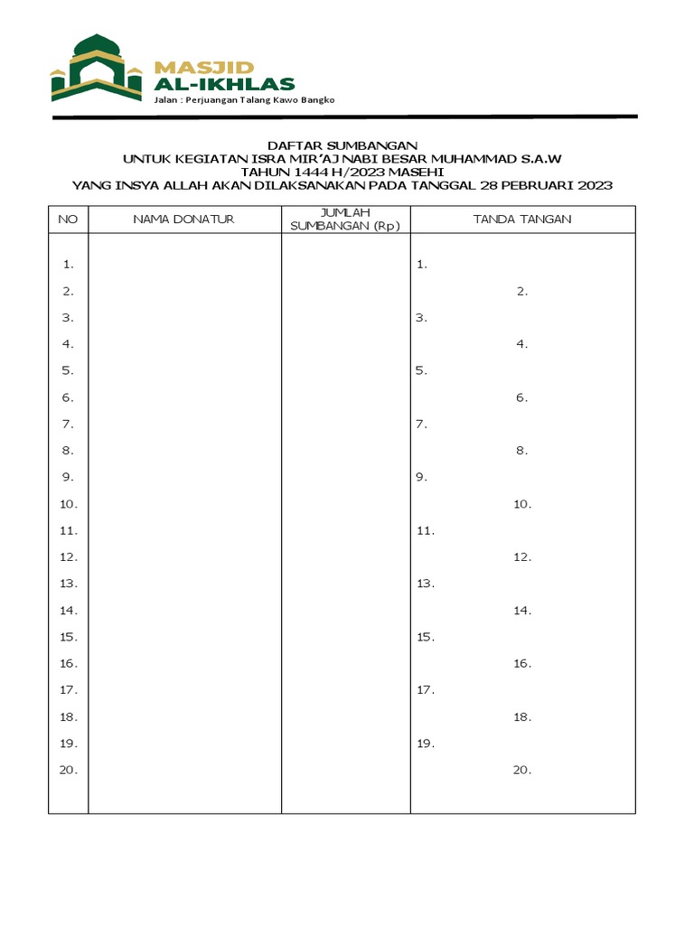 Daftar Sumbangan RT.18 | PDF