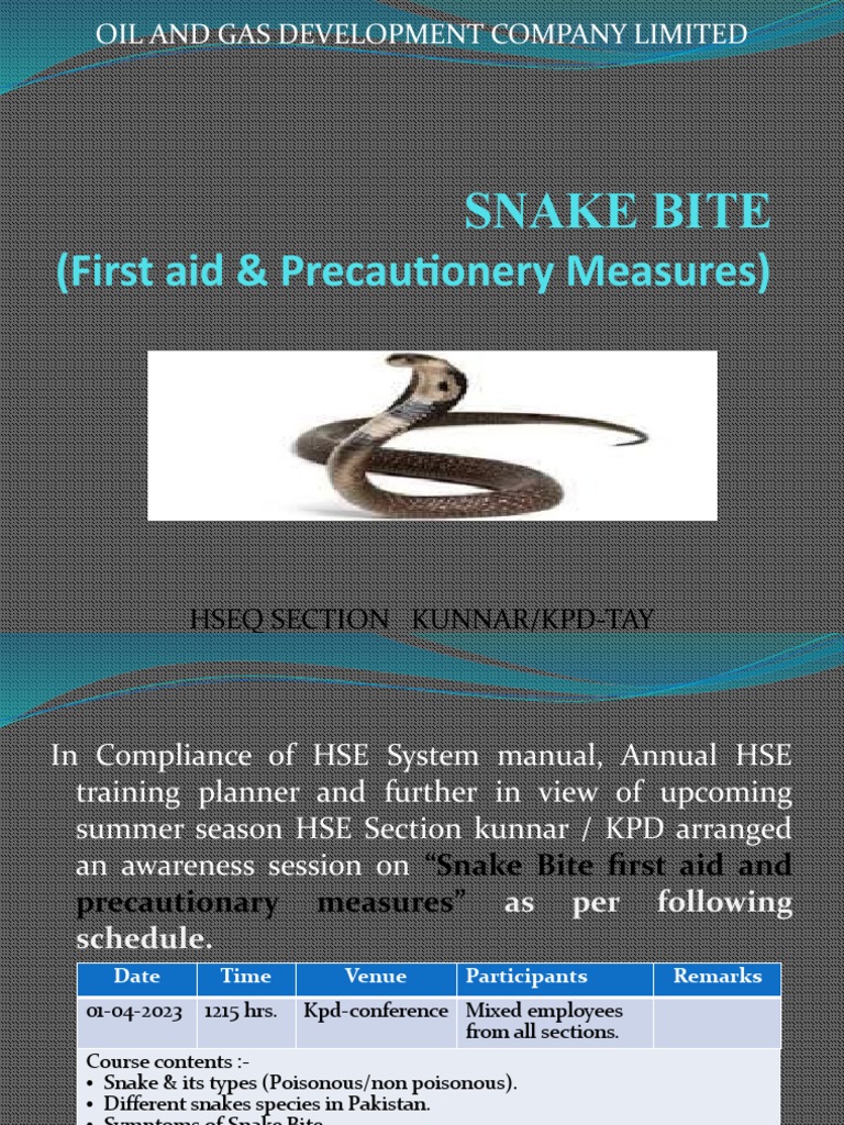 Snake Bite First Aid Awareness Training | PDF | Snake | Causes Of Death