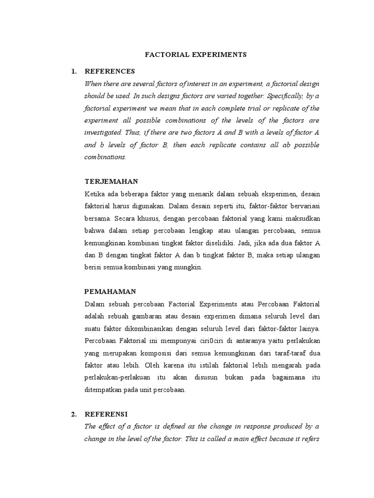Factorial Experiments | PDF
