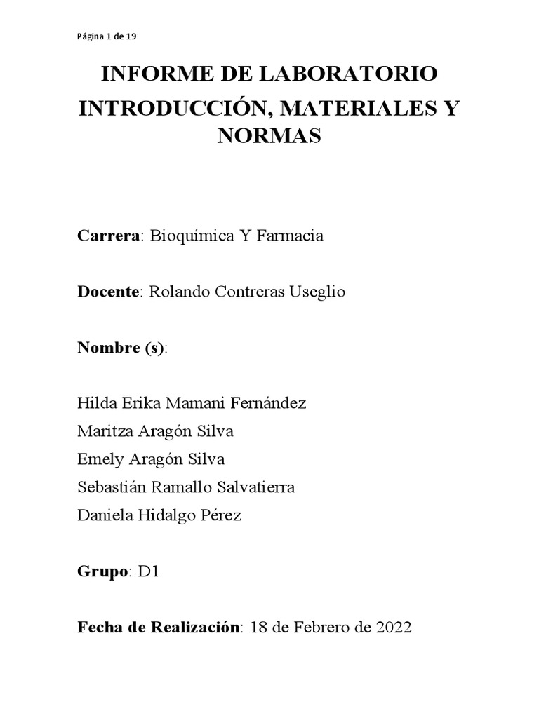 Informe de Laboratorio Introducción, Materiales y Normas | PDF | Laboratorios | Rieles