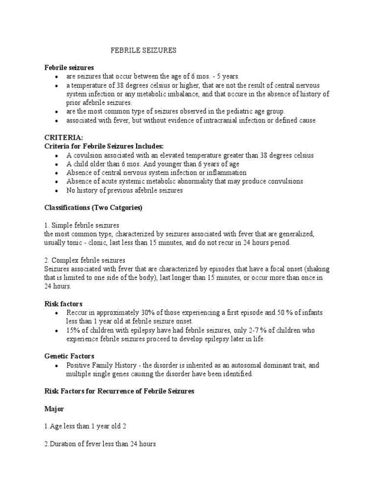 Understanding Febrile Seizures: A Comprehensive Review of the Criteria ...