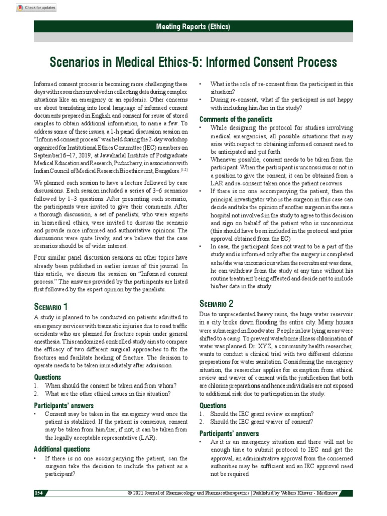 Scenarios in Medical Ethics 5: Informed Consent Process | PDF ...