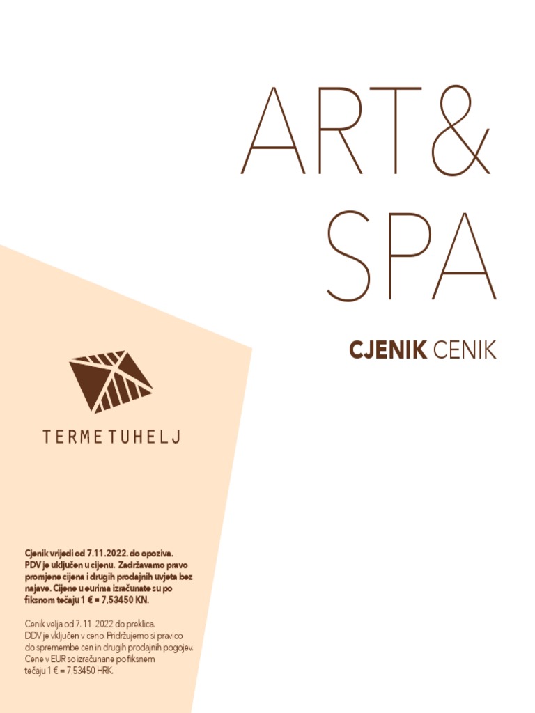 Art& SPA: Cjenik Cenik | PDF