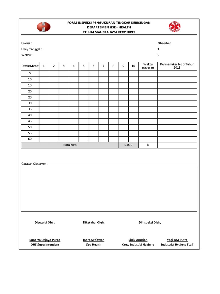 Form Pengukuran Kebisingan | PDF