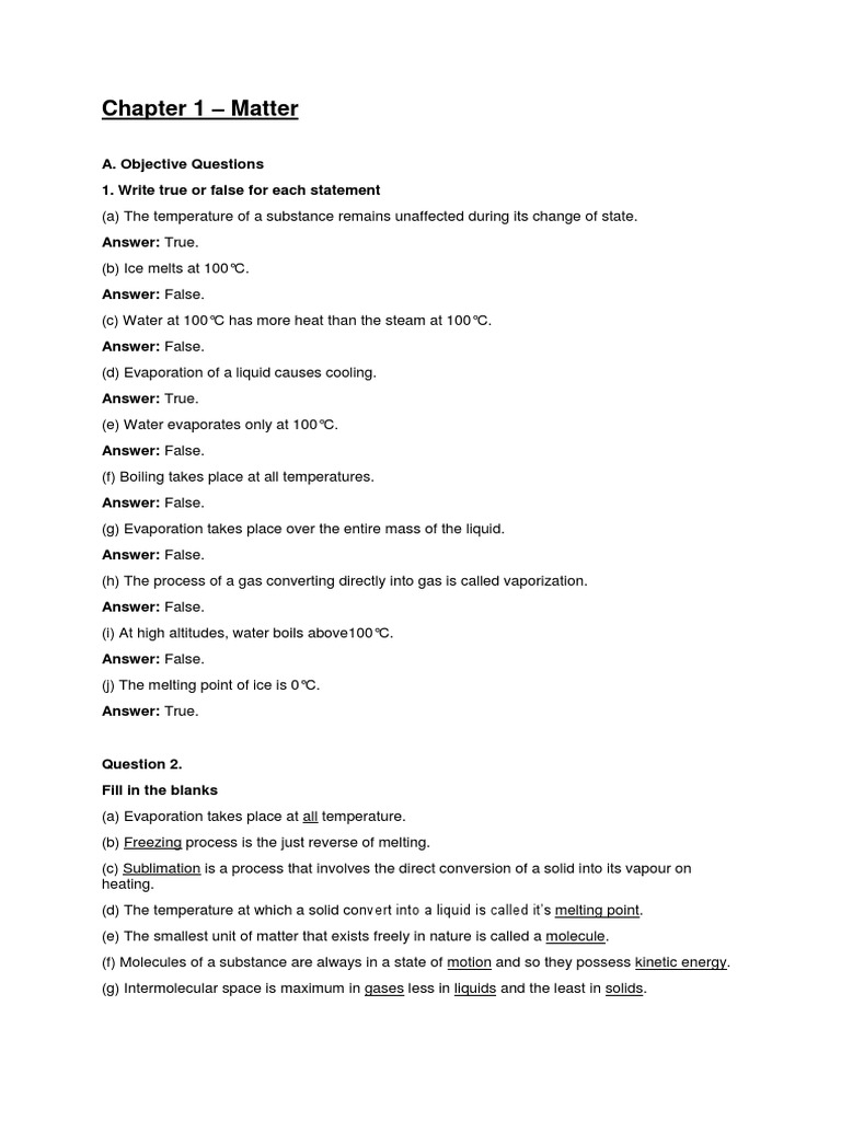Objective Solutions Pysics - ICSE - Class 8 | PDF | Evaporation | Buoyancy