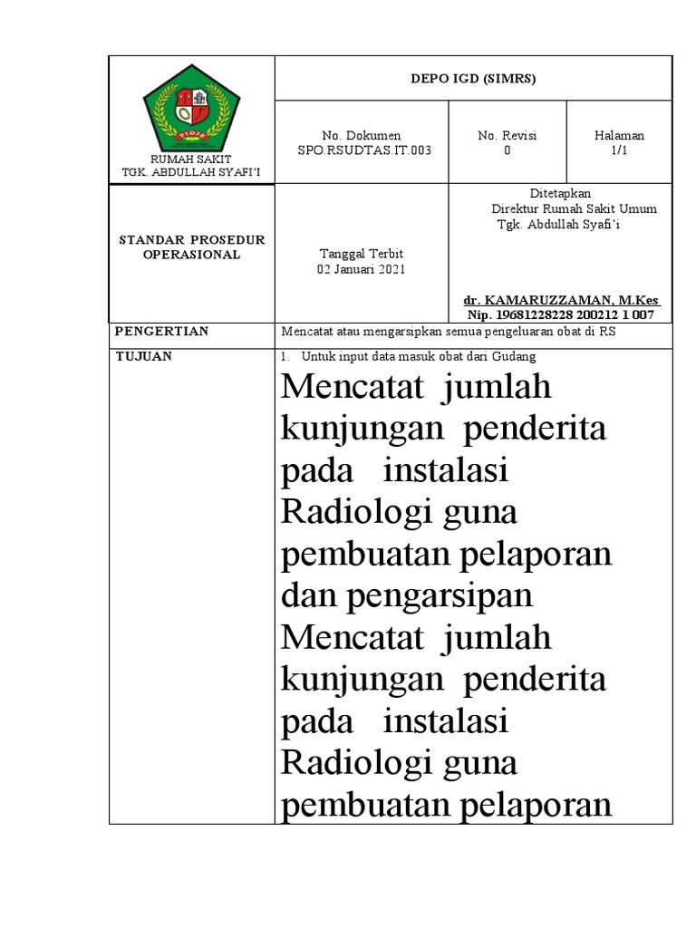 Depo IGD (SIMRS) | PDF