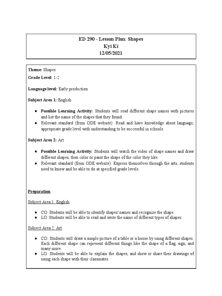 Ed 290 - Final Lesson Plan | PDF | Lesson Plan | Pedagogy